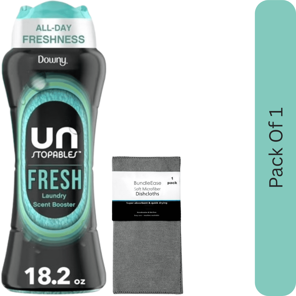 Downy Unstopables Fresh Scent In-Wash Laundry Scent Booster Beads, 18.2 oz with Microfiber Solid ...