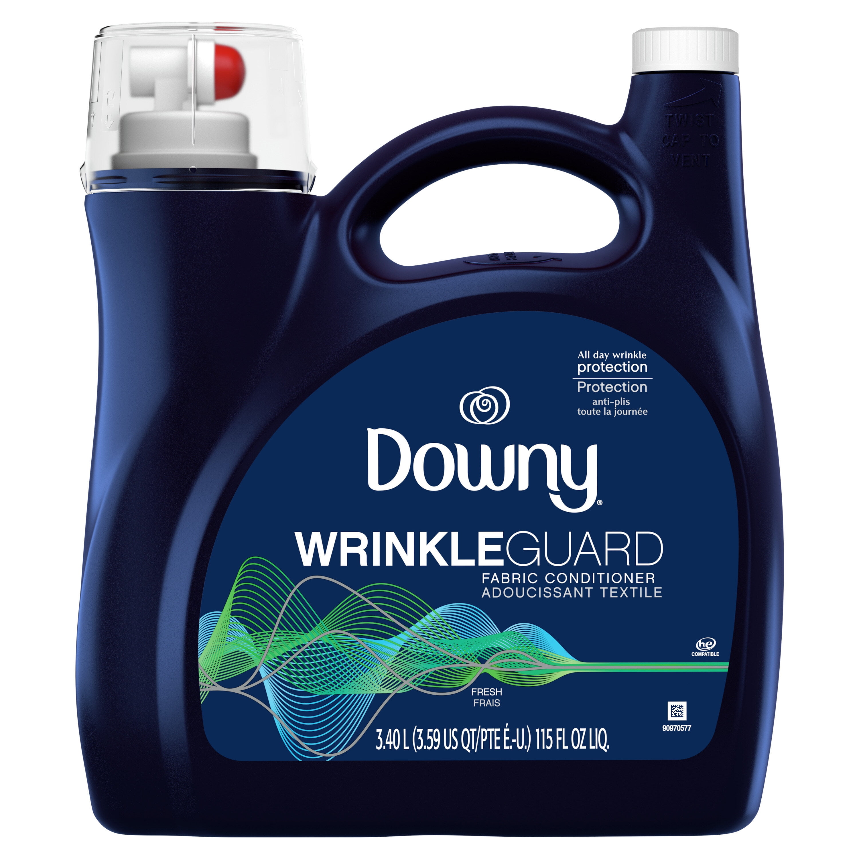 Downy Wrinkle Guard Liquid Fabric Softener and Conditioner, Fresh, 115 ...