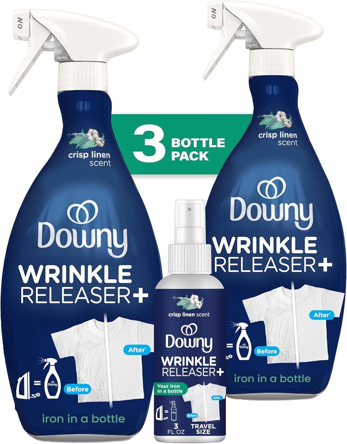 Downy Wrinkle Releaser Spray, Travel Size Spray + 16.9 Fl Oz Pack of 2 ...
