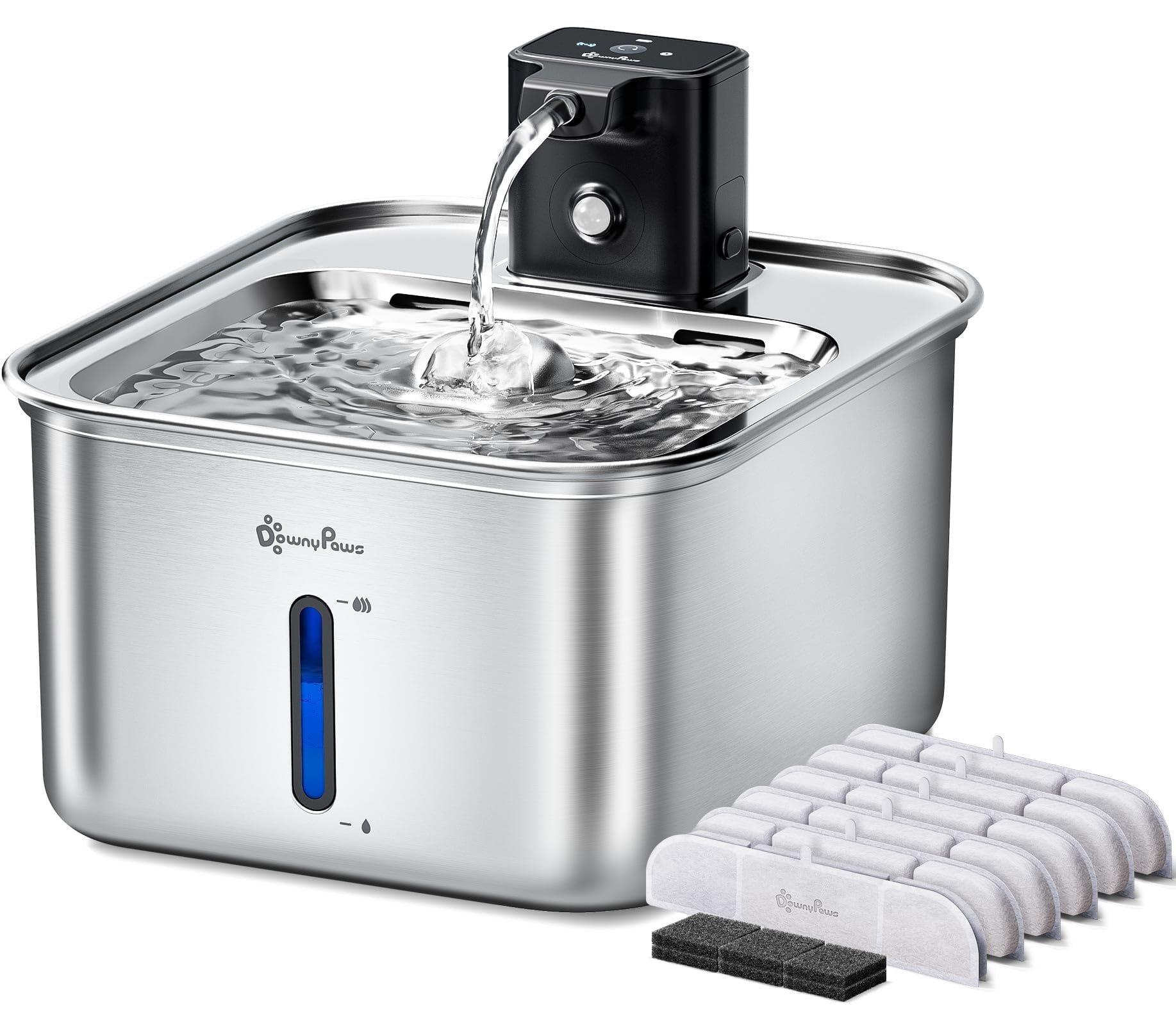 DownyPaws Cat Water Fountain Stainless Steel AIS1 Wireless, 101 FurSink ...