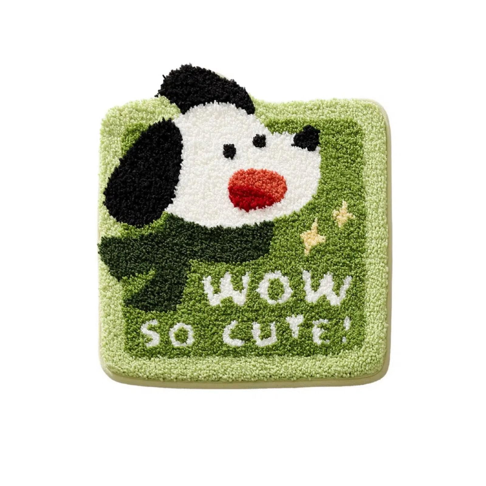 Dowtowter Dog Cute Bath Rug Green Cartoon Rugs Microfiber Non Slip ...