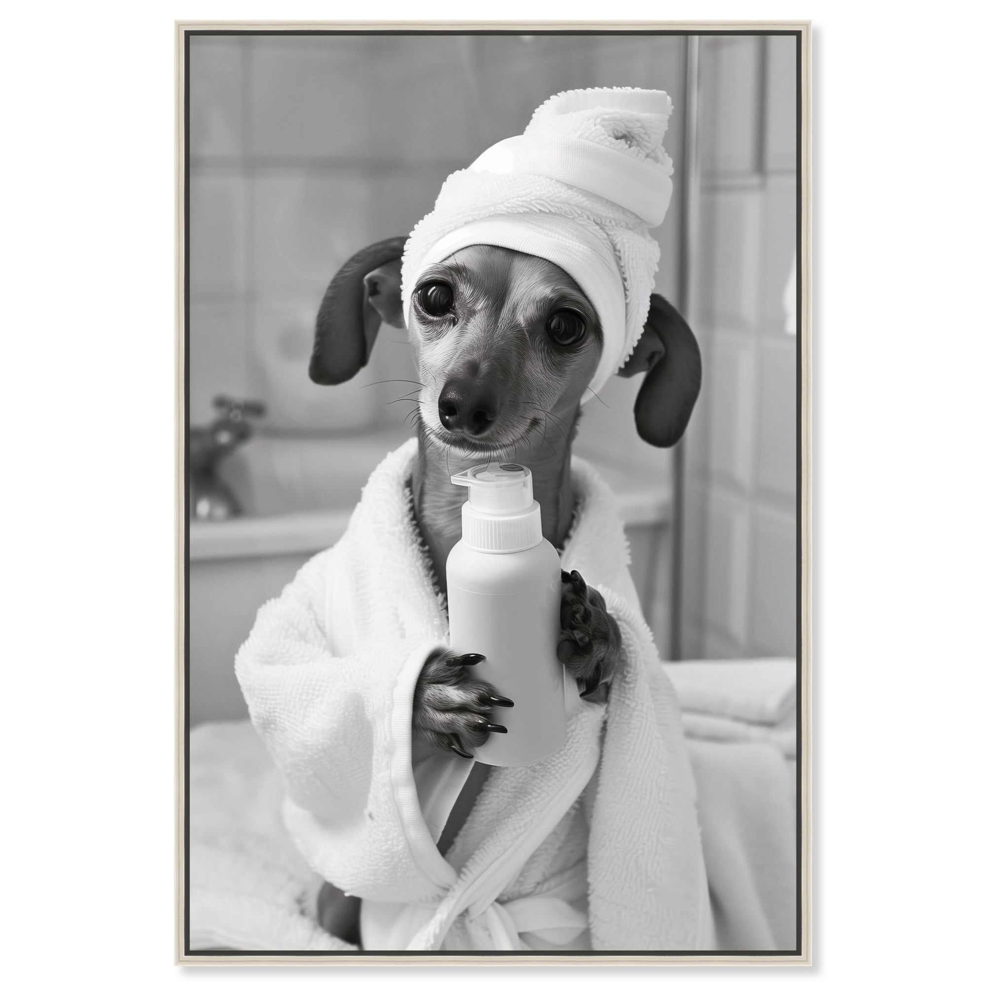 Doxxie Bath Ready Canvas Funny Bathroom Art by Art Remedy, Silver Frame ...