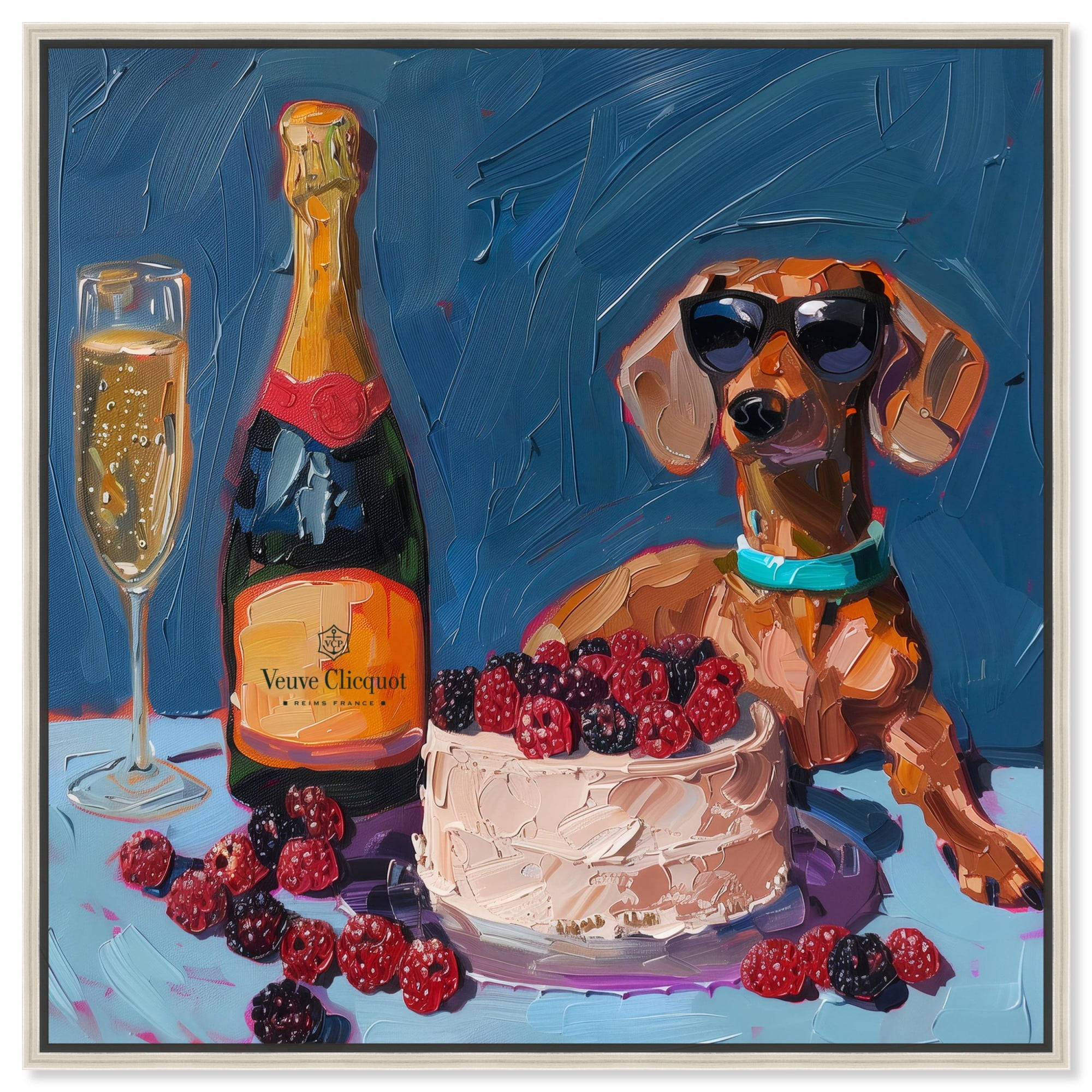 Doxxie and Berry Cake Canvas Trendy Kitchen Art by Art Remedy, Silver ...