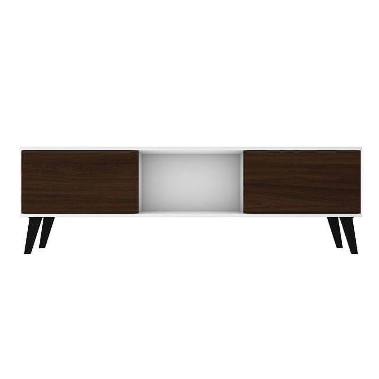 Doyers Mid-Century Modern TV Stand in White & Nut Brown, 19.69 x 62.2 x ...