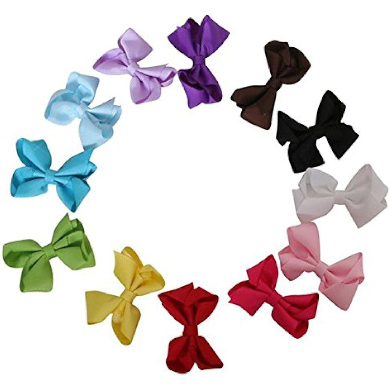 Dozen Assorted 2.5" Grosgrain Ribbon Baby Girl Chunky Hairbows ...