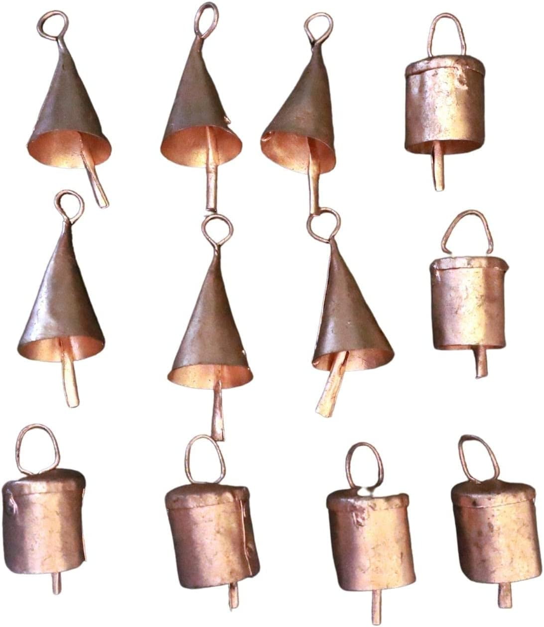 Dozen Vintage Christmas Indian Tin Bells Rustic Chime Jingle Bell Cow ...