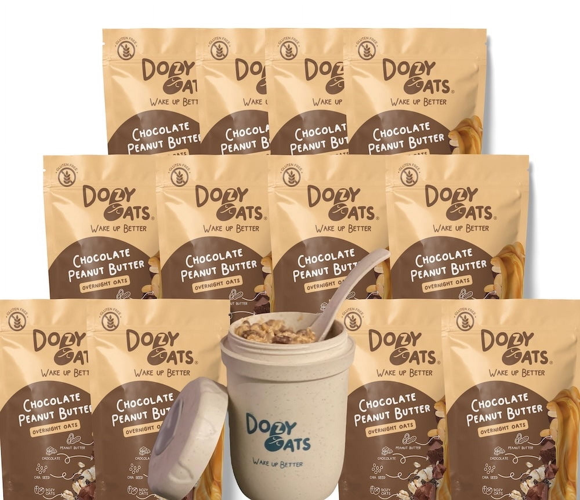 Dozy Oats Chocolate Peanut Butter Overnight Oats 12-Pack - Walmart.com