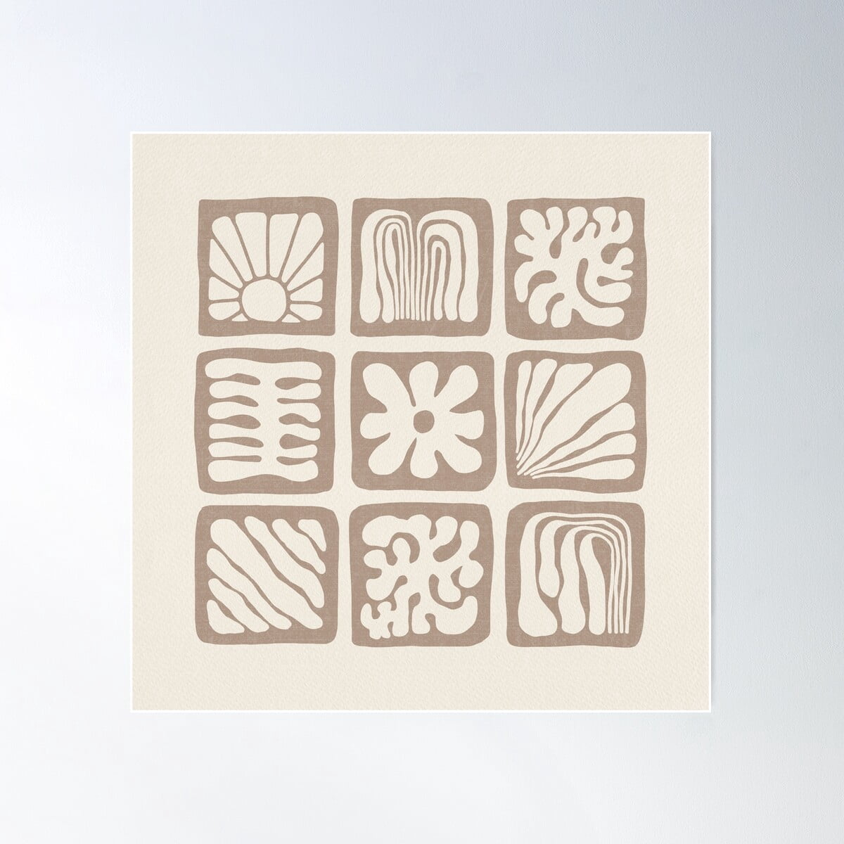 Dp280-11 Organic Shapes Squares Collage - Beige Poster Wall Art, Modern ...