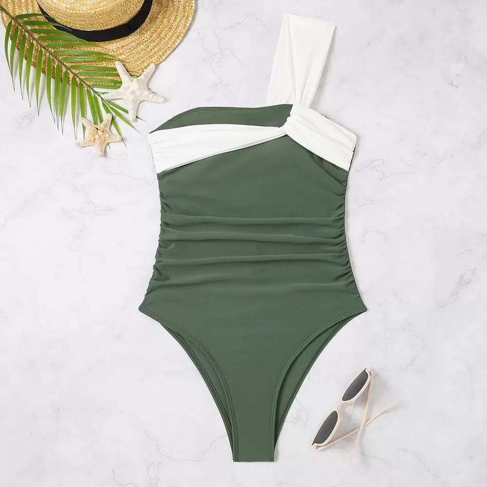 Dpambw Swim suits,One Shoulder One Piece Swimsuit for Women Tummy ...