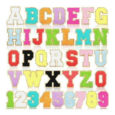 62 Piece Chenille Letter Patches Small Iron On Letters for Fabric Clothing, A-Z Varsity Letters ...