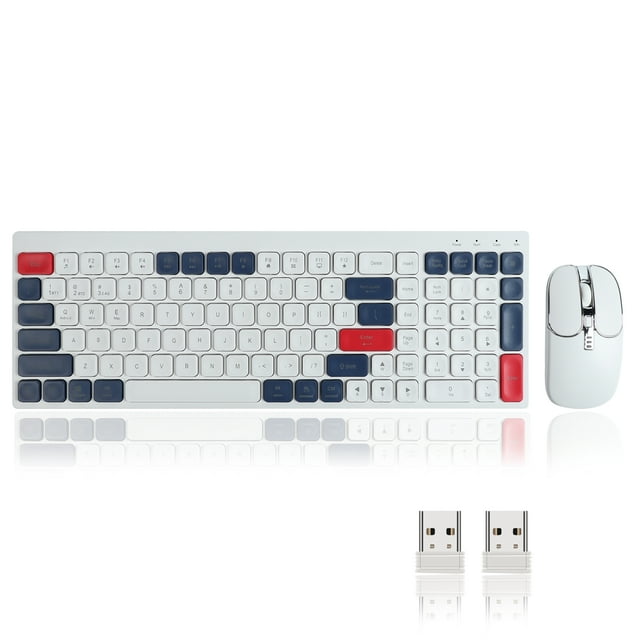 Dpisuuk Wireless Keyboard and Mouse Combo, Rechargeable Full-Sized 105 ...