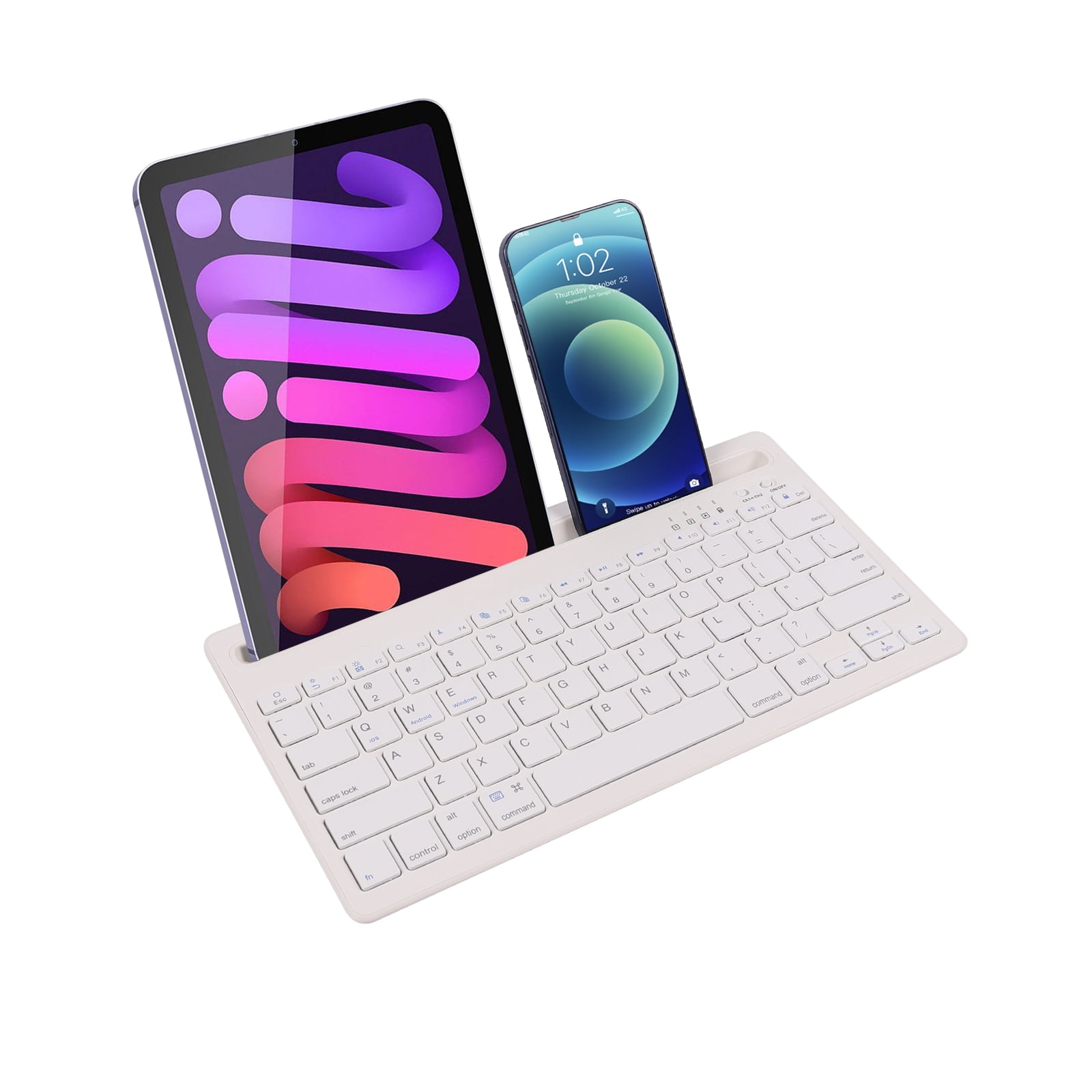 Dpisuuk Wireless Keyboard Multi Device Bluetooth Keyboard Rechargeable Wireless Bluetooth