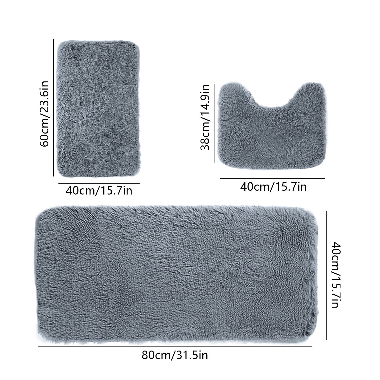 Dpityserensio Bathroom Rug Sets 3pc Solid Color Toilet Mats Soft Water ...