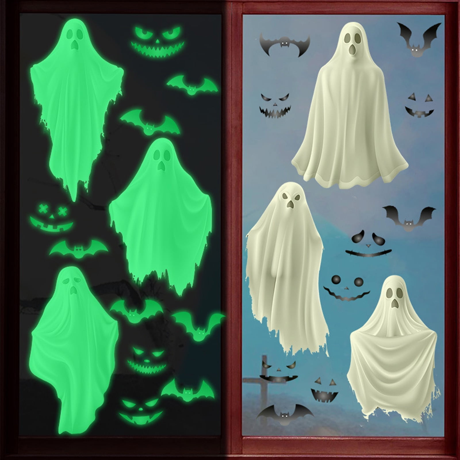 Dpityserensio Fall Decor 6Pcs Halloween Stickers Ghost Luminous Window ...