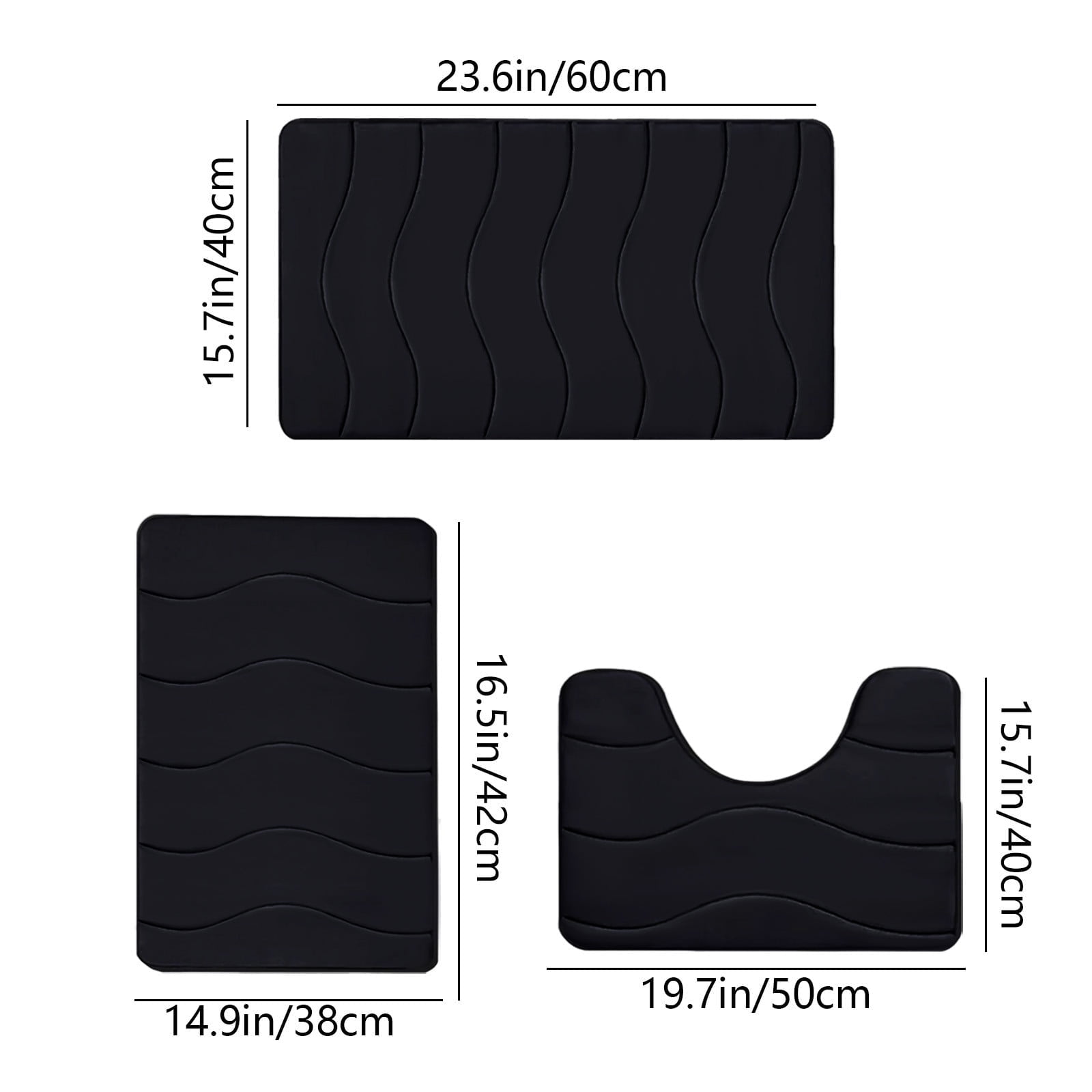 Dpityserensio Memory Foam Bath Mat 3 Set Bathroom Rugs Toilet Mats Soft ...