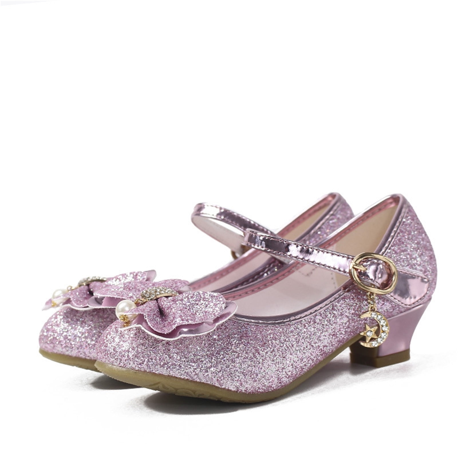 Dpityserensio New Girls' High Heels Sequins Children's Leather Shoes ...