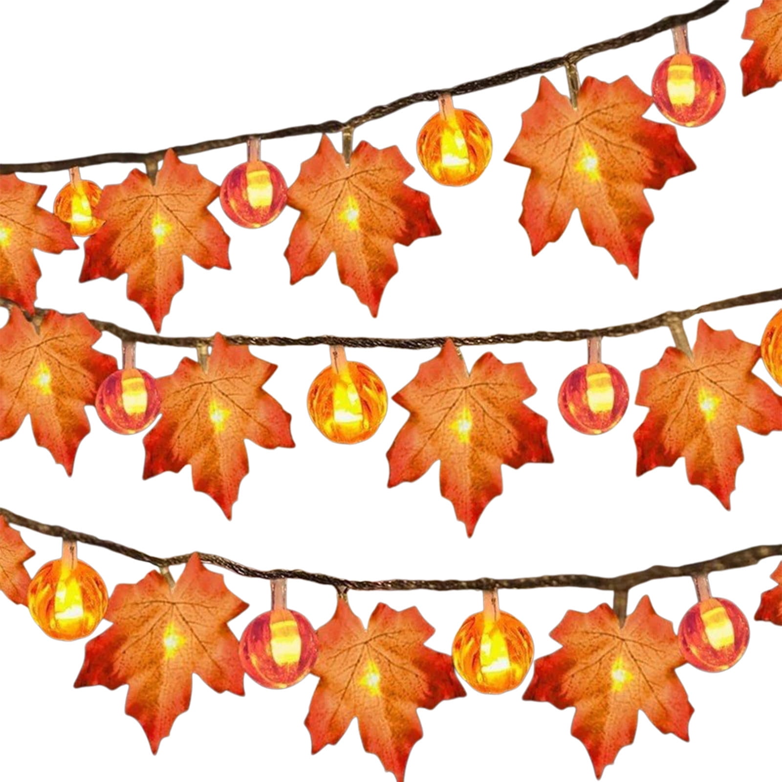 Dpityserensio Pumpkins Garland Lights Fall Decorations Realistic Larger ...