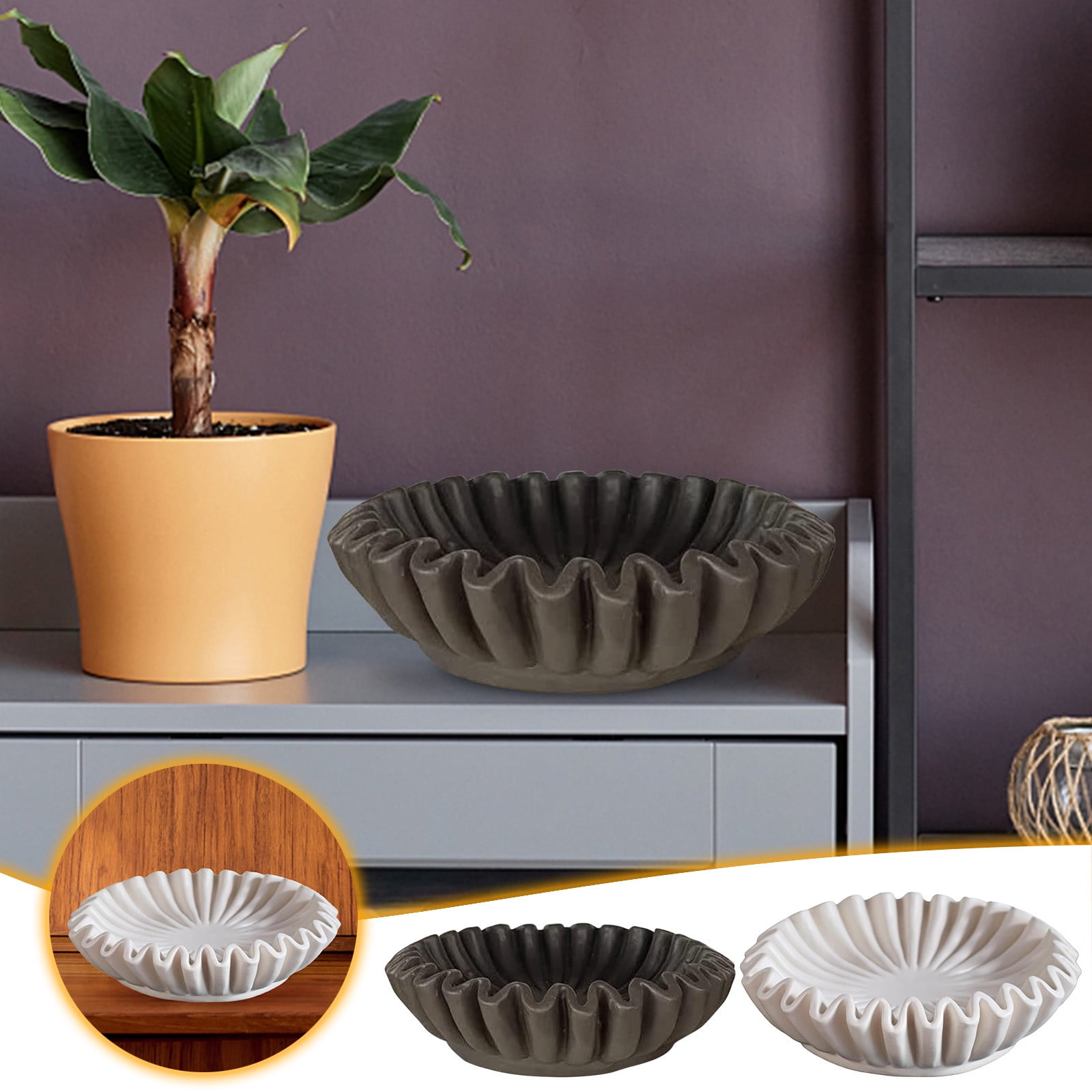 Dpityserensio Ruffled Decorative Bowl - Living Room Design Coffee Table ...