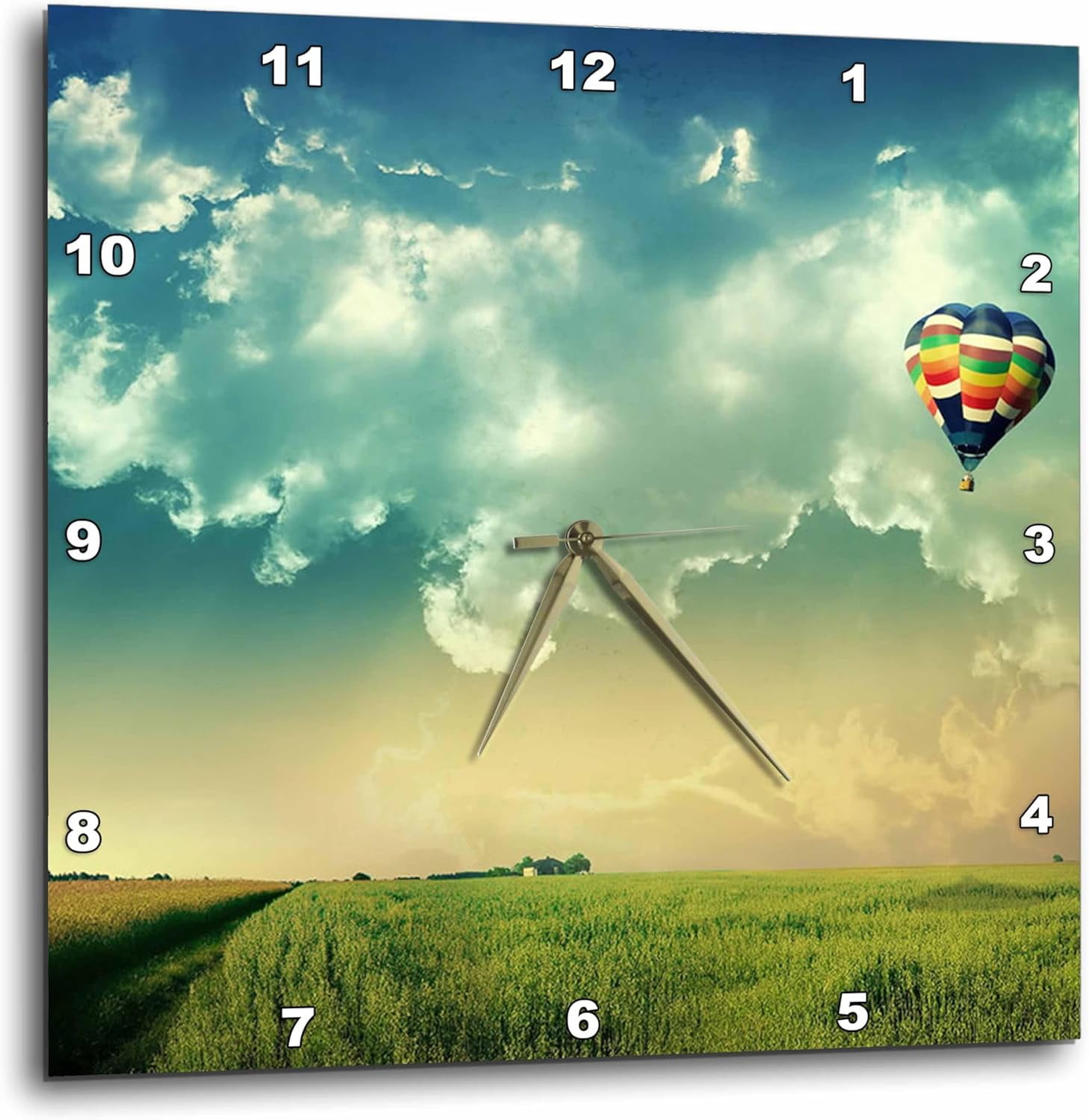 Dpp_66307_1 Hot Air Balloon Scene, Blue Sky, Green Grass-Wall Clock, 10 ...