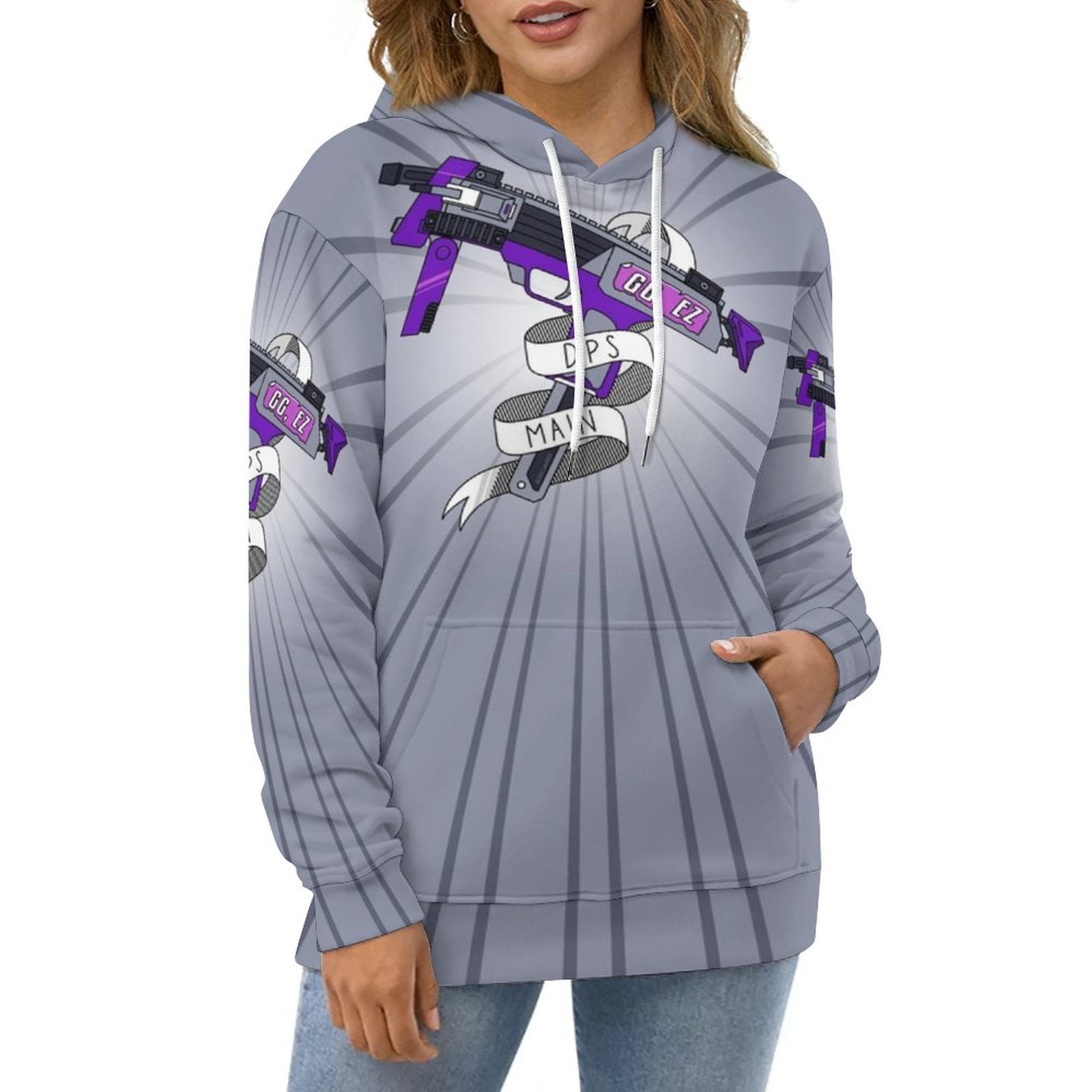 Dps Main Gamer Art Fps Rpg Submachine Gun Hip Hop Hoodies Long Sleeve ...