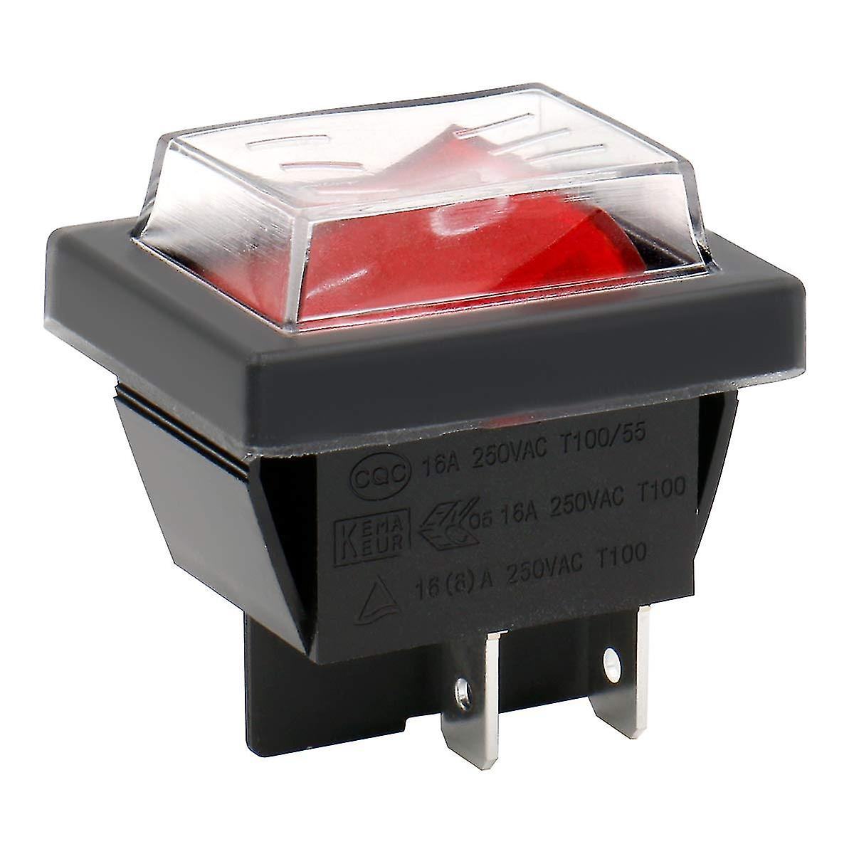 Dpst On-off Rocker Switch 4 Terminals Red Light 16a 250vac With ...