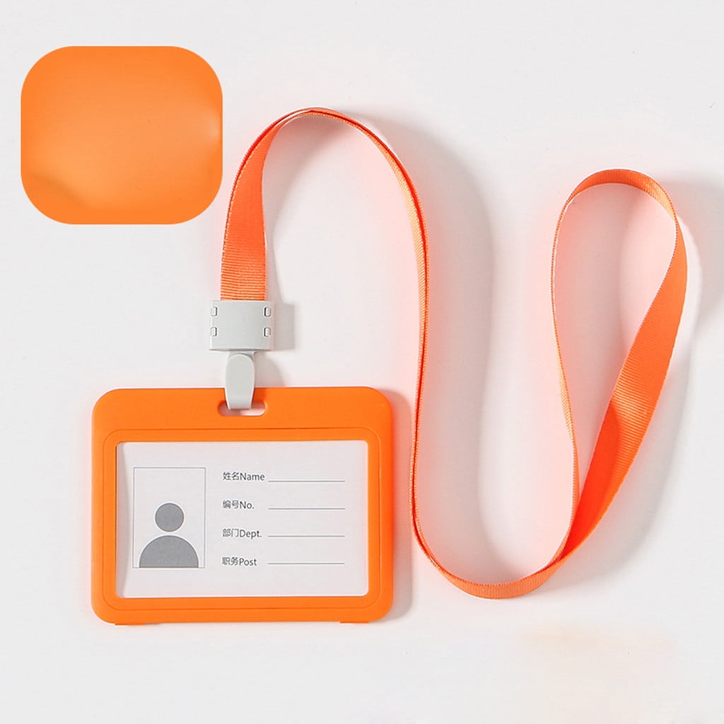 Dpy-001Vh Work Card Holder Id Holder Lanyard Orange Horizontal Version ...