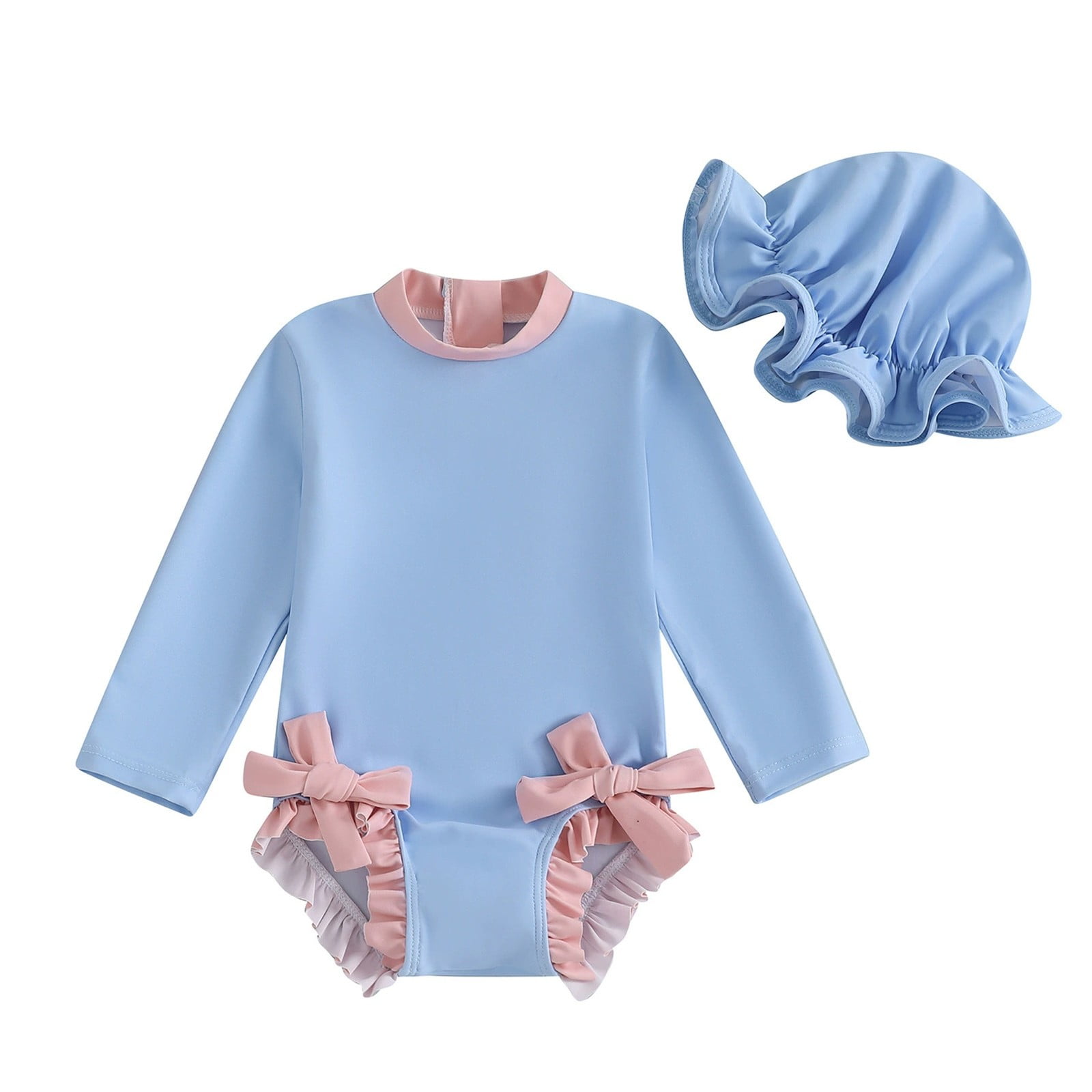 Dpytoraw Baby Girl Swimsuit Baby Girls Long Sleeve Swimsuit Romper With ...