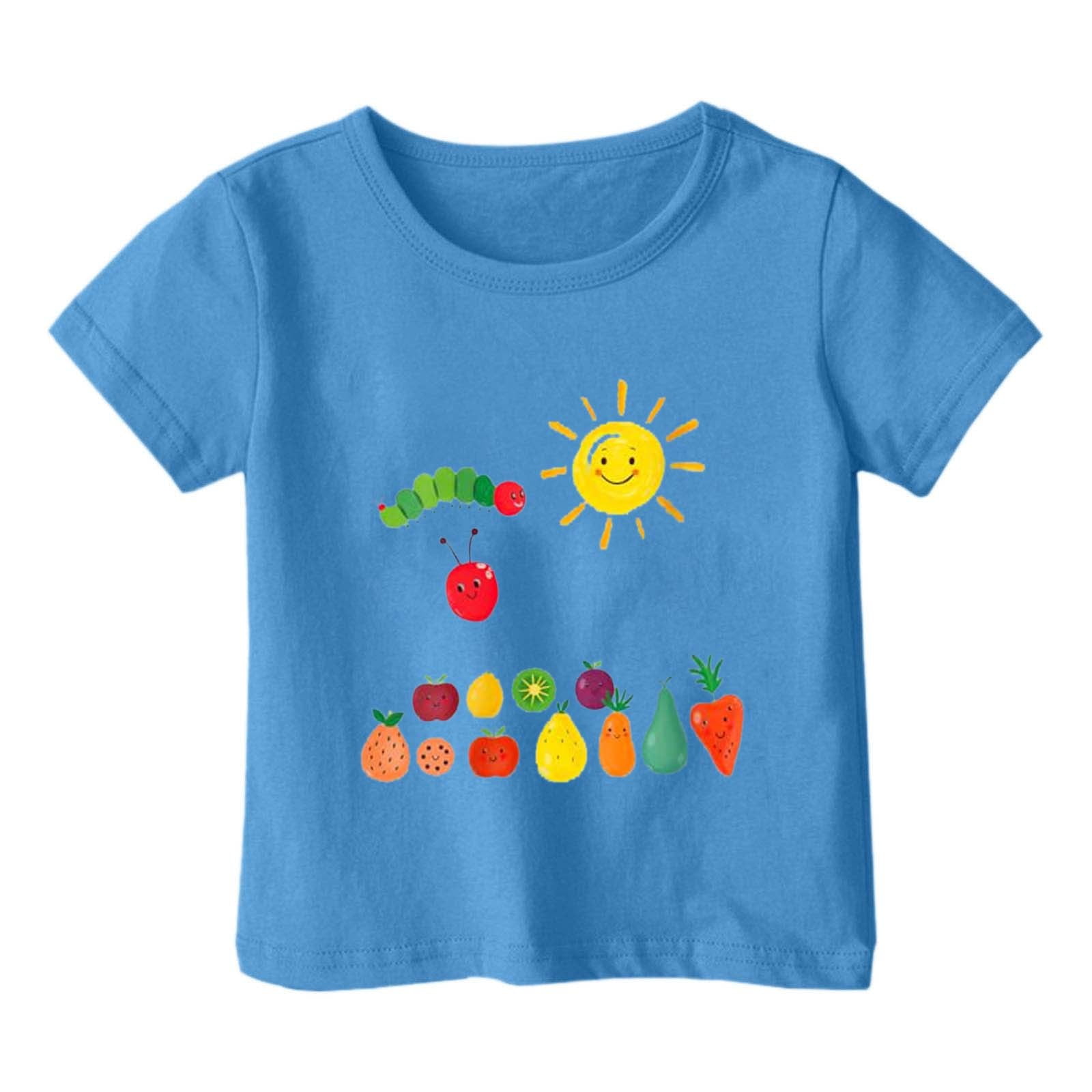 Dpytoraw Children's Fashion Print Loose Casual Short Sleeve Top For ...