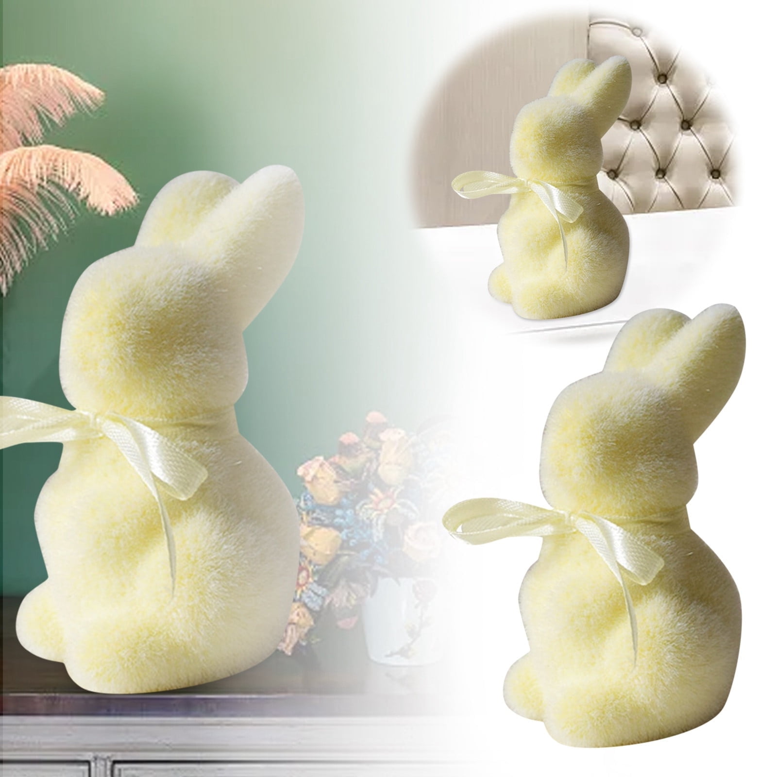 Dpytoraw Easter Flocked Bunny Decor, Yellow, 3.8Inch, 1PC,the Fun Way ...