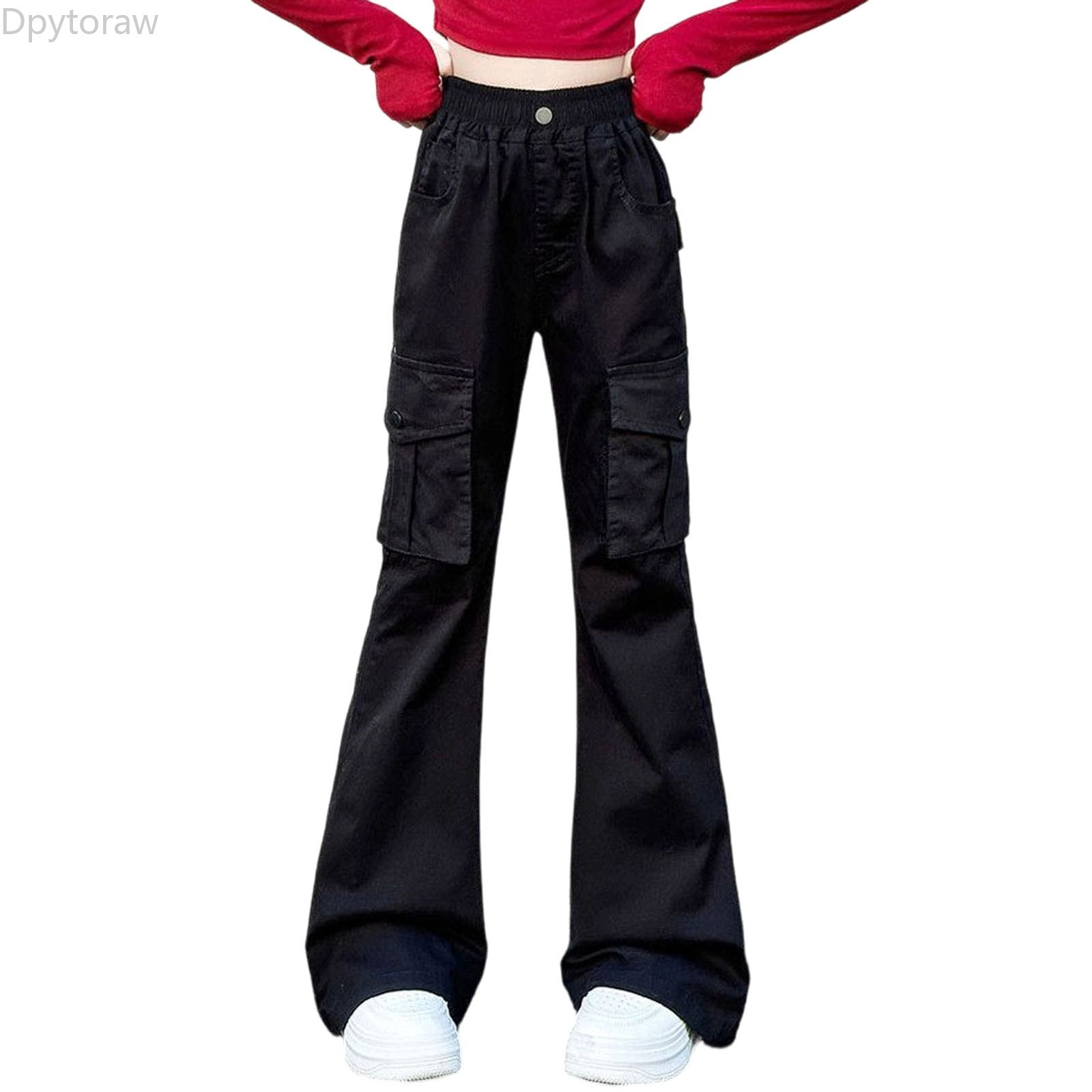 Dpytoraw Girls Cargo Flare Pants, Bootcut Loose Fit Summer Thin Long ...