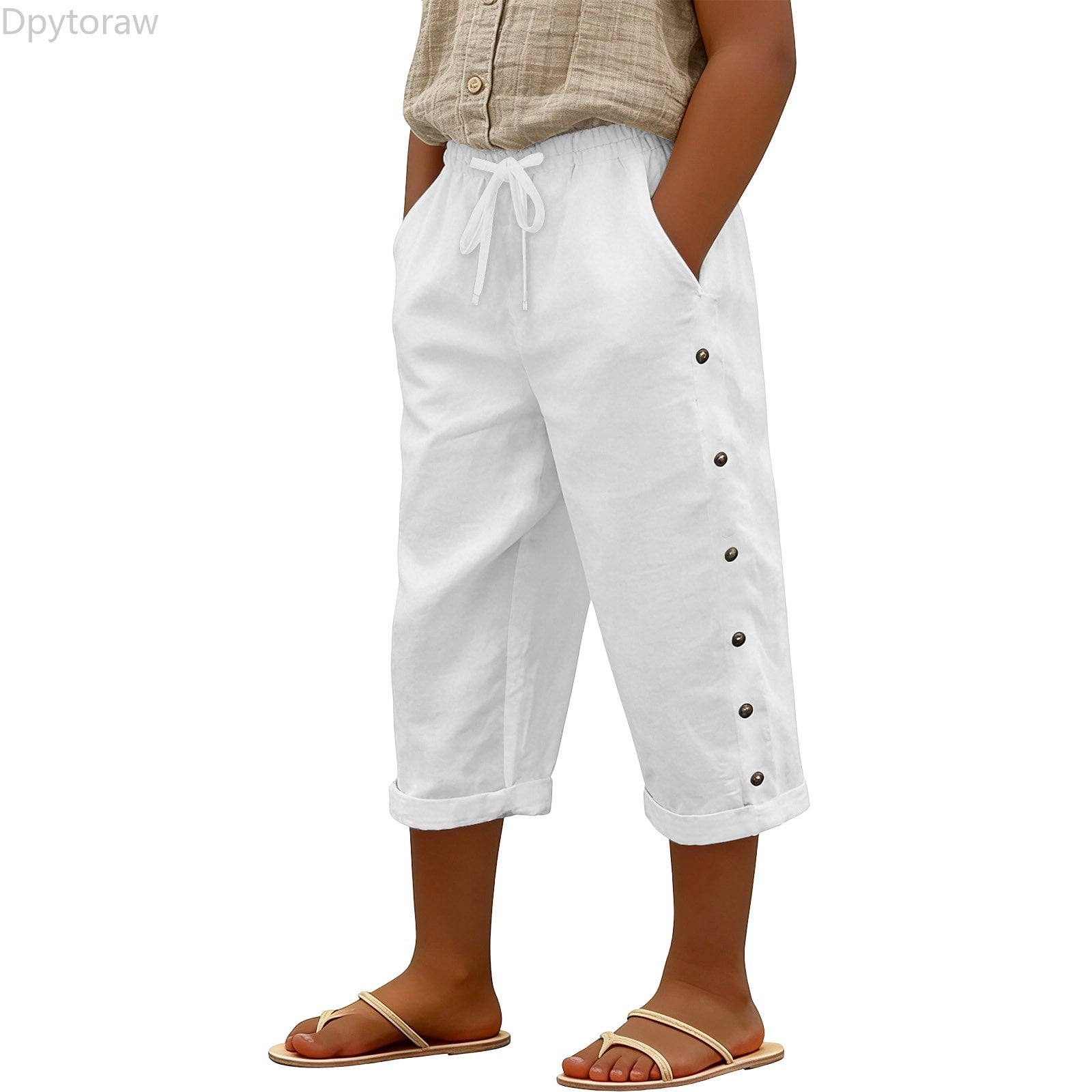 Dpytoraw Girls Casual Pants, Elastic Waist Loose Fit Side Snap Button ...