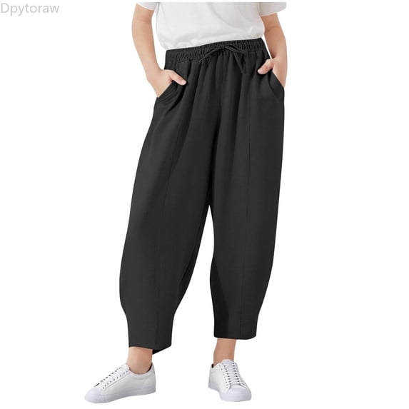 Dpytoraw Girls Comfortable Pants, Stylish Cropped Trousers for Kids ...