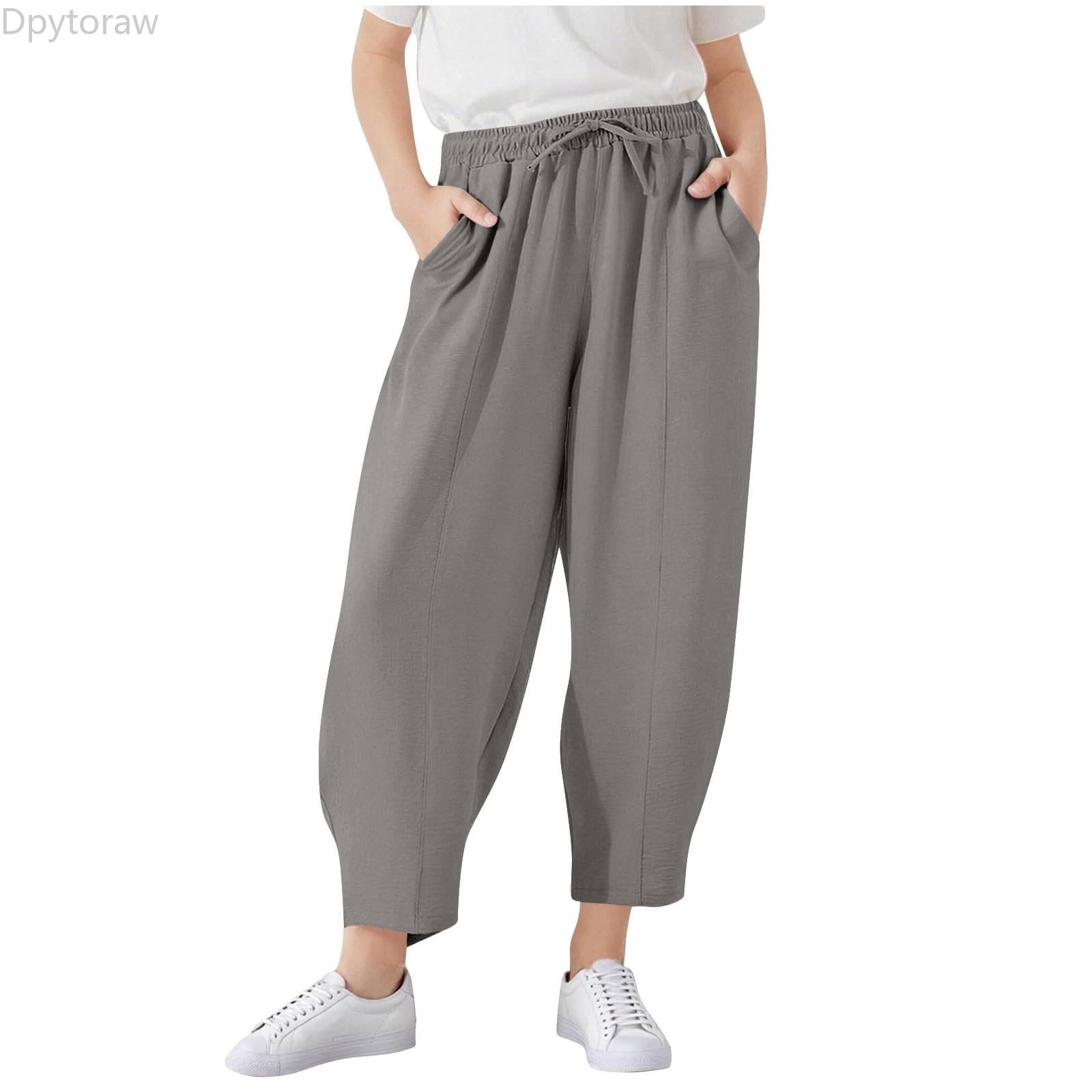 Dpytoraw Girls Comfortable Pants, Stylish Cropped Trousers for Kids ...