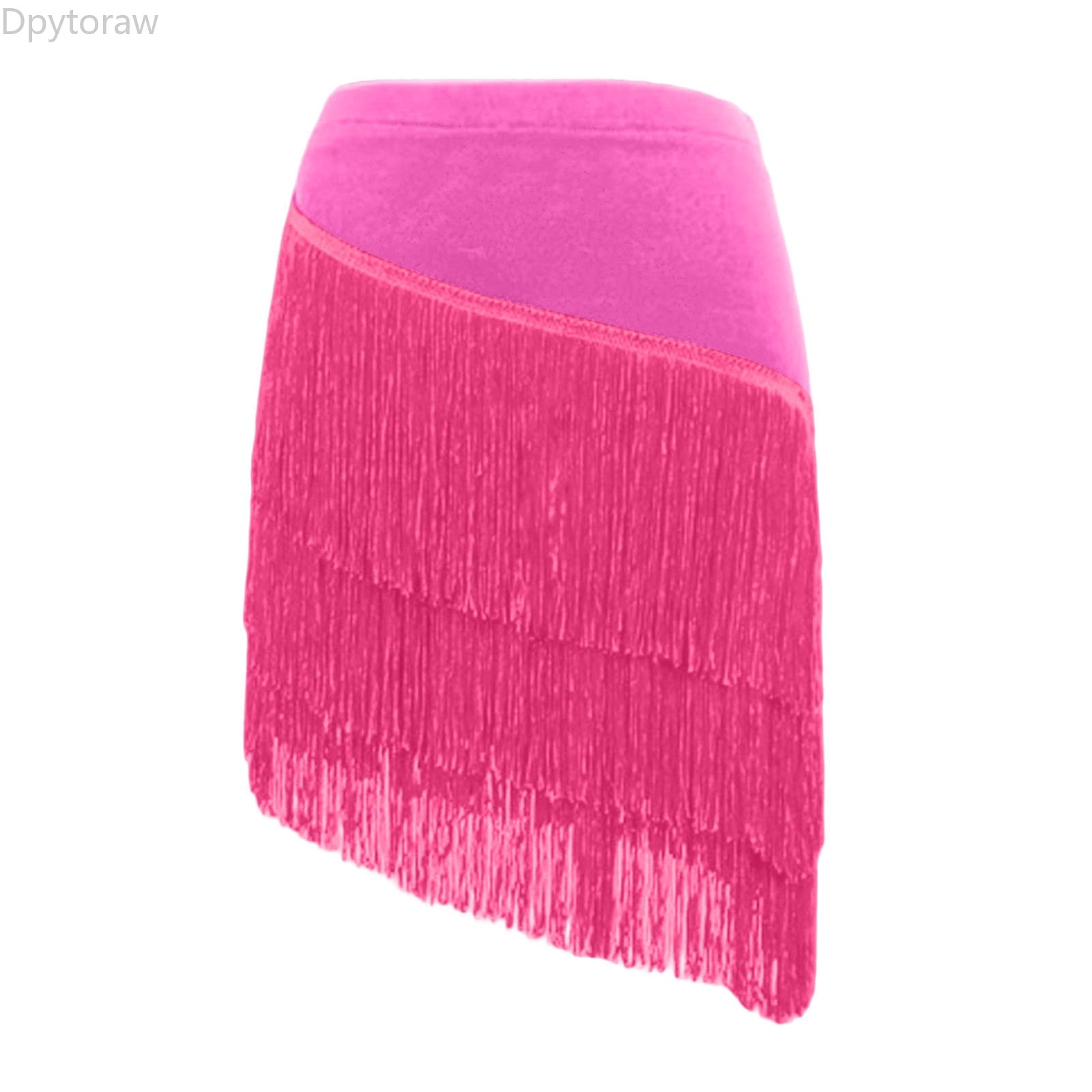 Dpytoraw Girls Dance Performance Skirt Solid Color Fringe V Cut Elastic ...