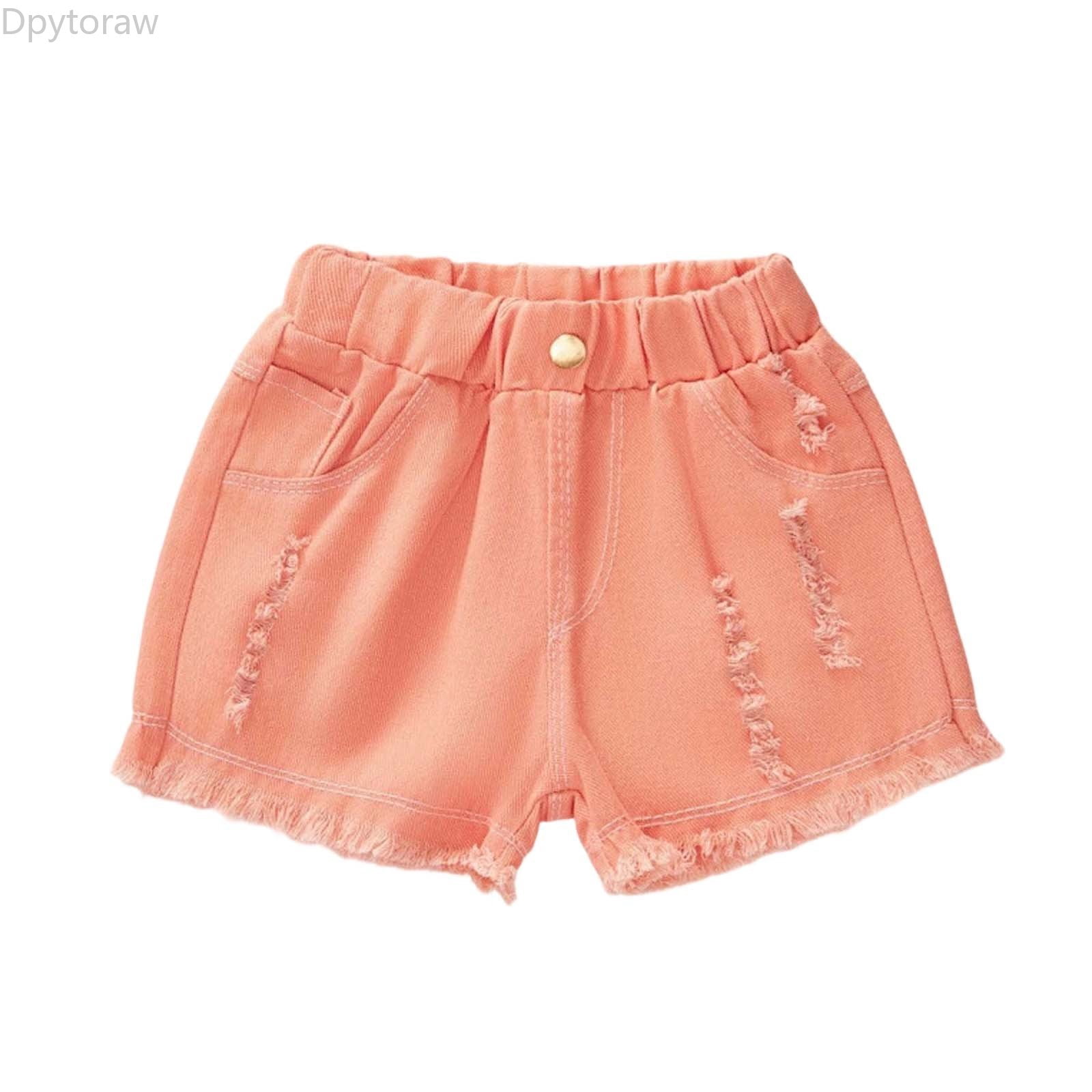 Dpytoraw Girls Distressed Denim Shorts, Loose for Summer Orange Size 2 ...