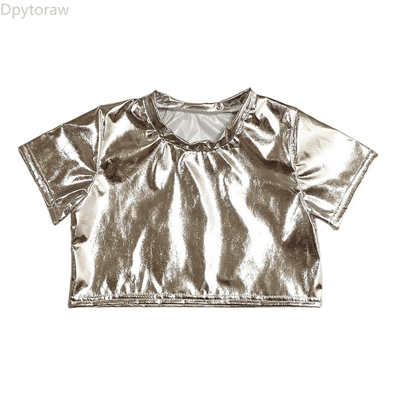 Dpytoraw Girls Metallic Shiny Performance Costume Top Cool Robot Dance ...