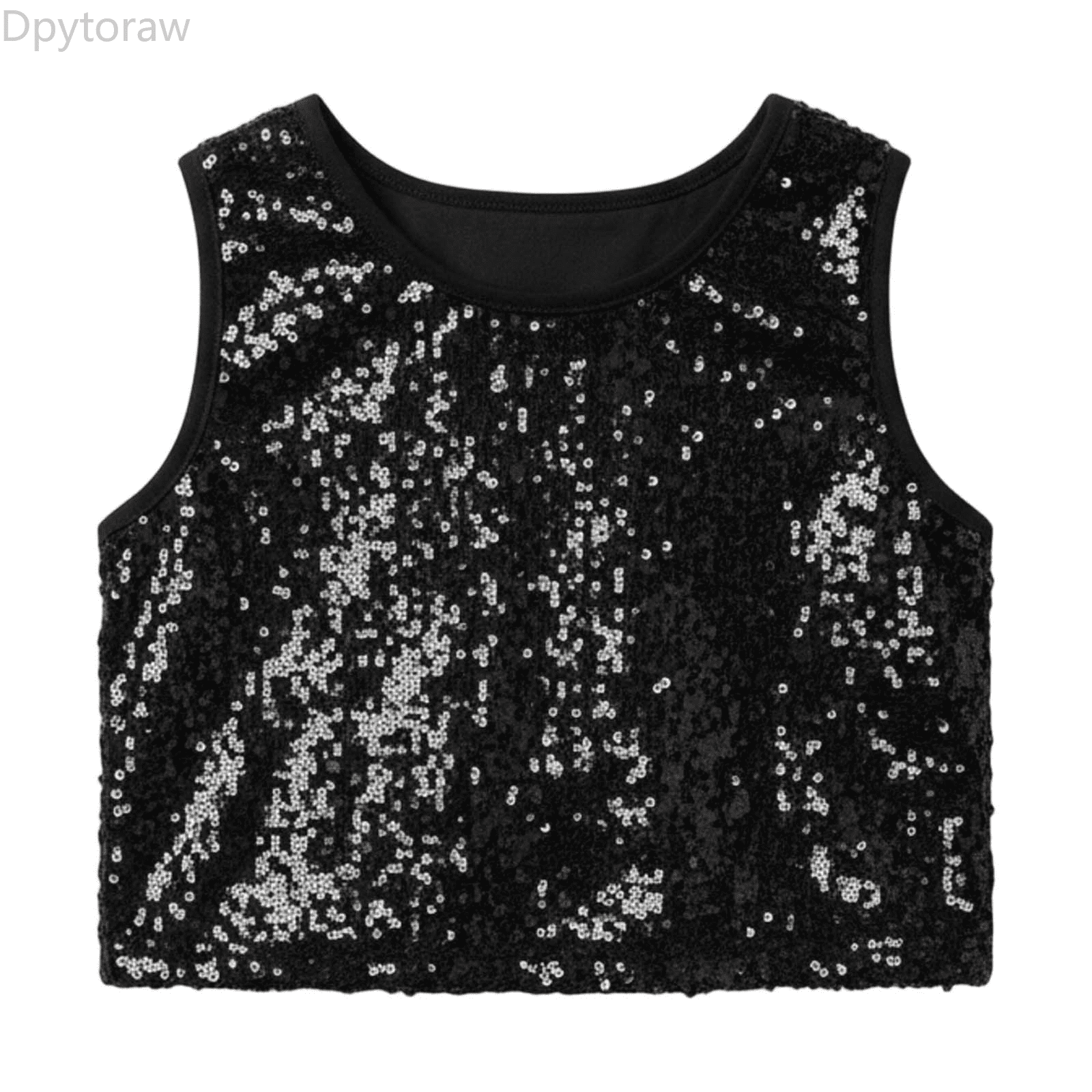Dpytoraw Girls Performance Vest Stretch Sequin Tank Top For Holiday ...