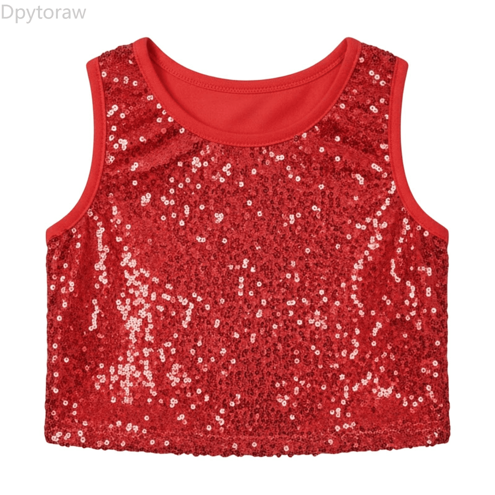 Dpytoraw Girls Performance Vest Stretch Sequin Tank Top For Holiday ...