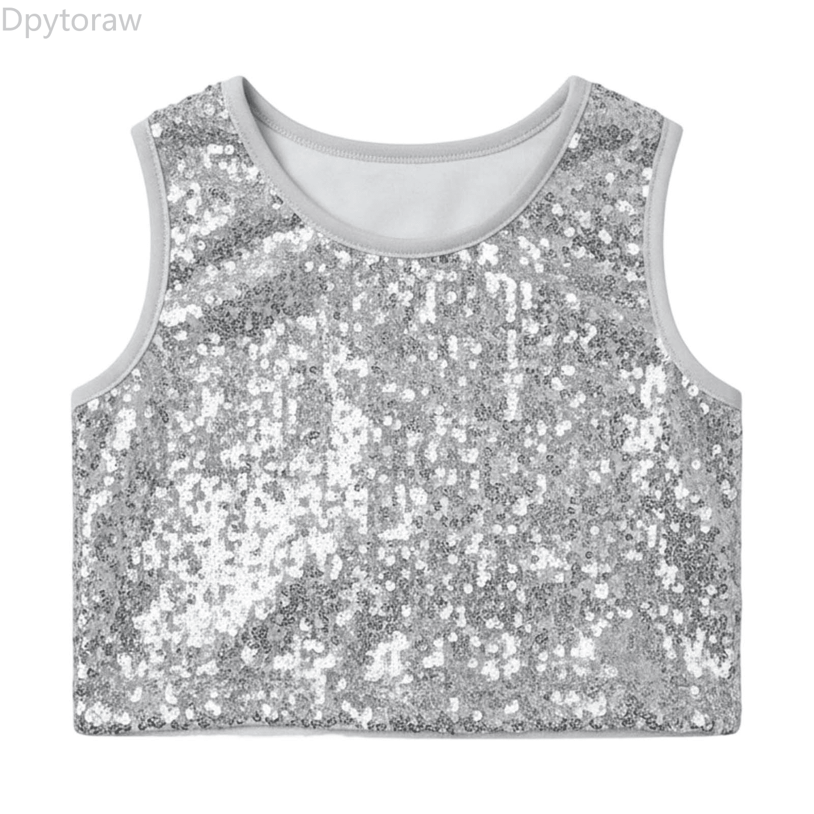 Dpytoraw Girls Performance Vest Stretch Sequin Tank Top For Holiday ...