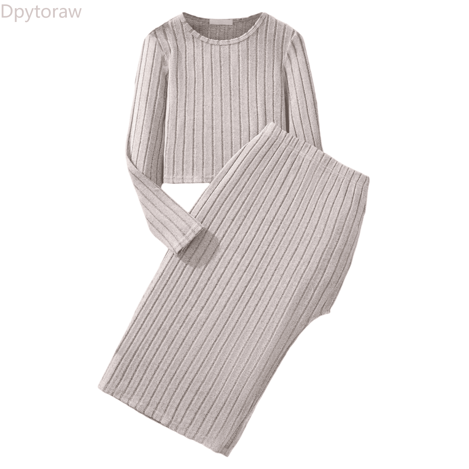 Dpytoraw Girls Ribbed Knit Long Sleeve Top With Slit Midi Skirt Outfit ...