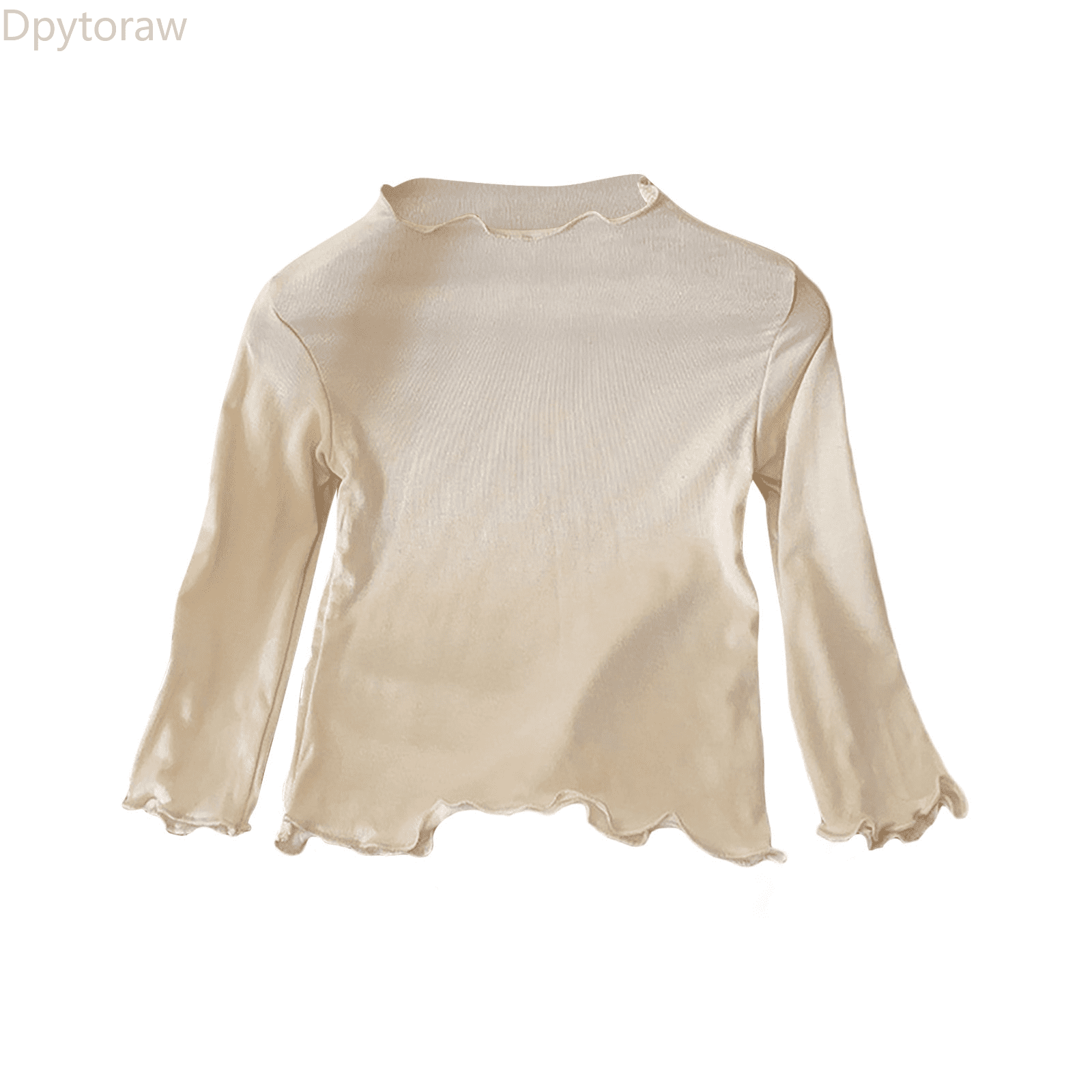 Dpytoraw Girls Solid Color Collar Long Sleeve Blouse Ruffle Trim ...