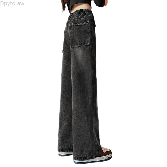 Dpytoraw Girls Straight Leg Jeans, Raw Edge Loose Fit Autumn Long Pants ...