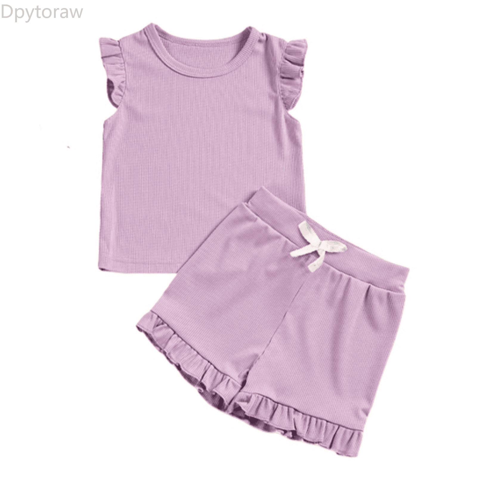 Dpytoraw Girls Summer Outfits 2 Piece Set Toddler Baby Pure Color ...