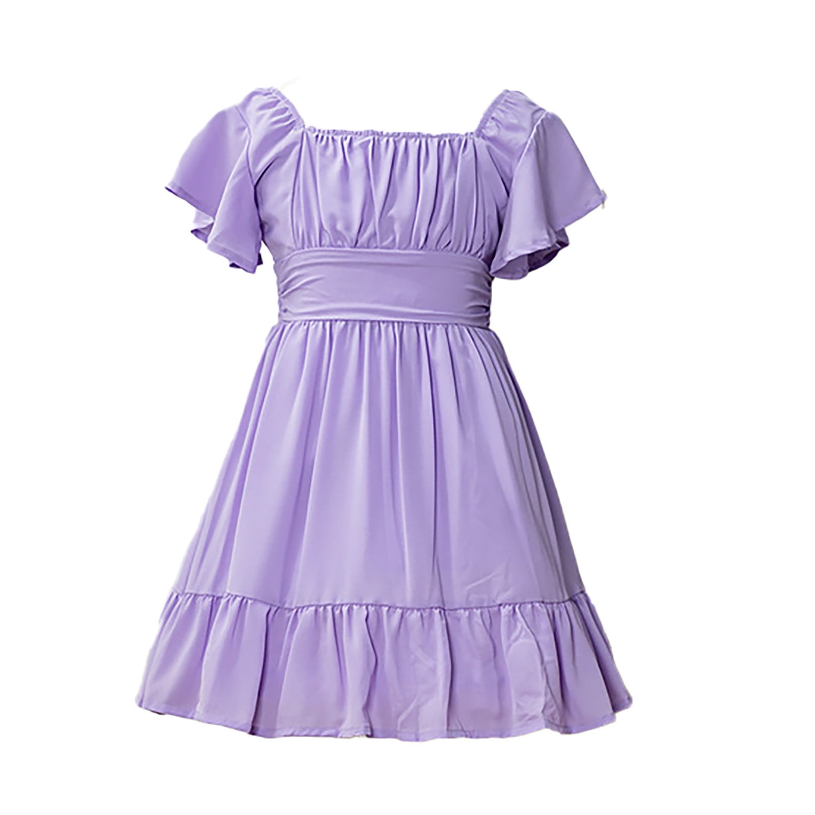 Dpytoraw Girls Summer Tie Back Dress Tween Kids Off Shoulder Dresses ...