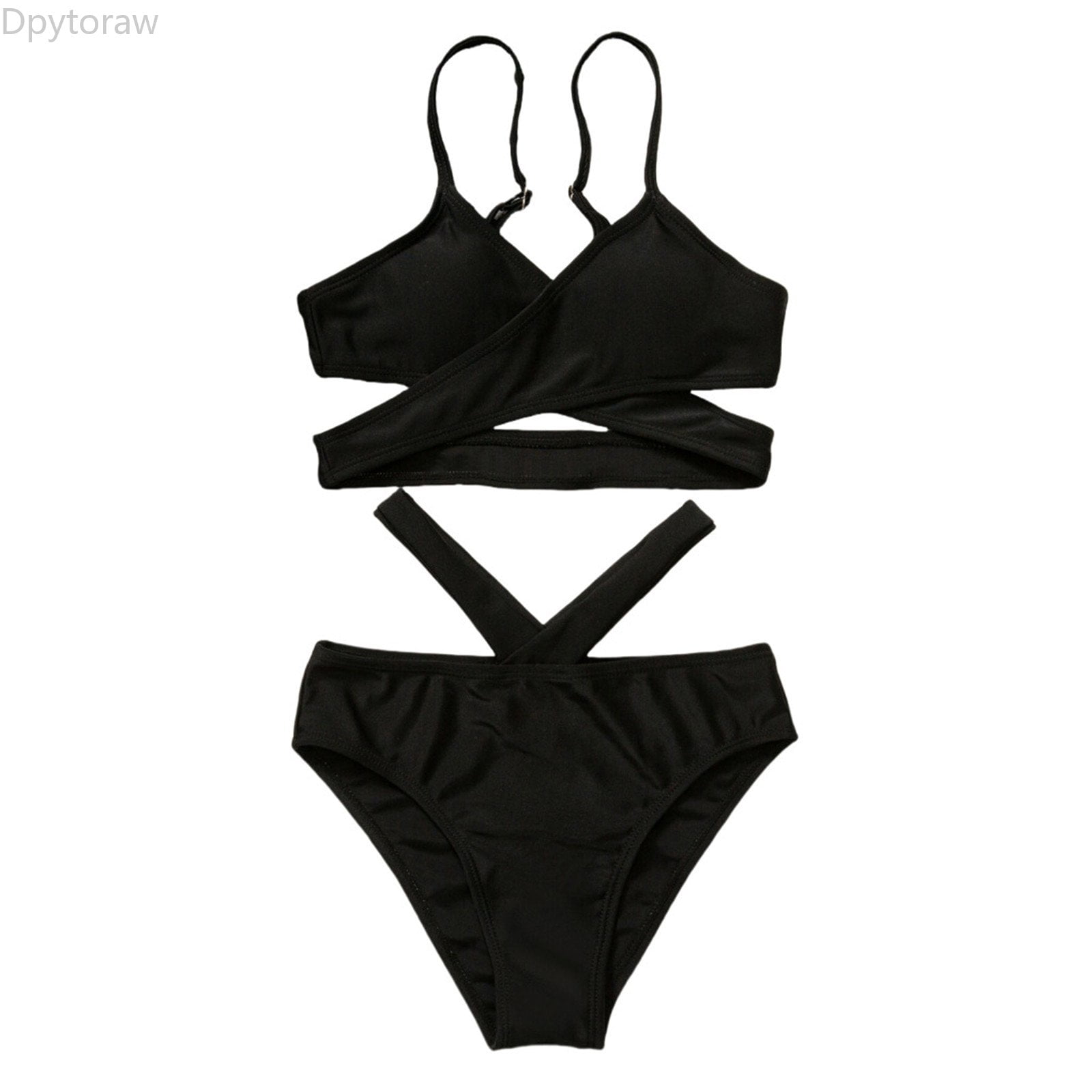 Dpytoraw Girls Swimsuit Bathing Suits Criss Cross Bikini Set Two Piece ...