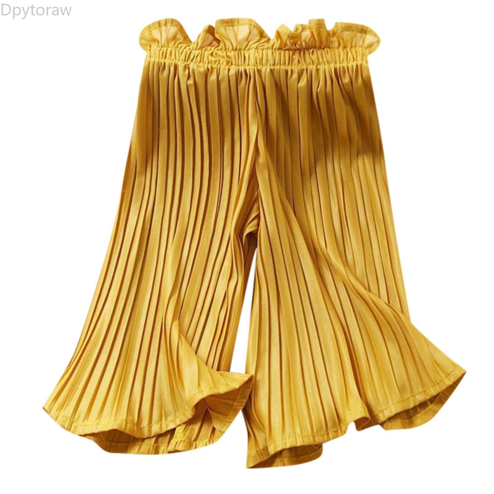 Dpytoraw Girls Wide Leg Pants Lightweight Casual Elastic Waist Straight ...