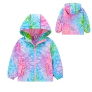 URMAGIC Kids Girl Rainbow Hoodies Jacket Zip Up Casual Hooded Long ...