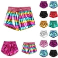 Dpytoraw Kids Dance Shorts, Elastic Waist Metallic Bottoms Athletic for ...