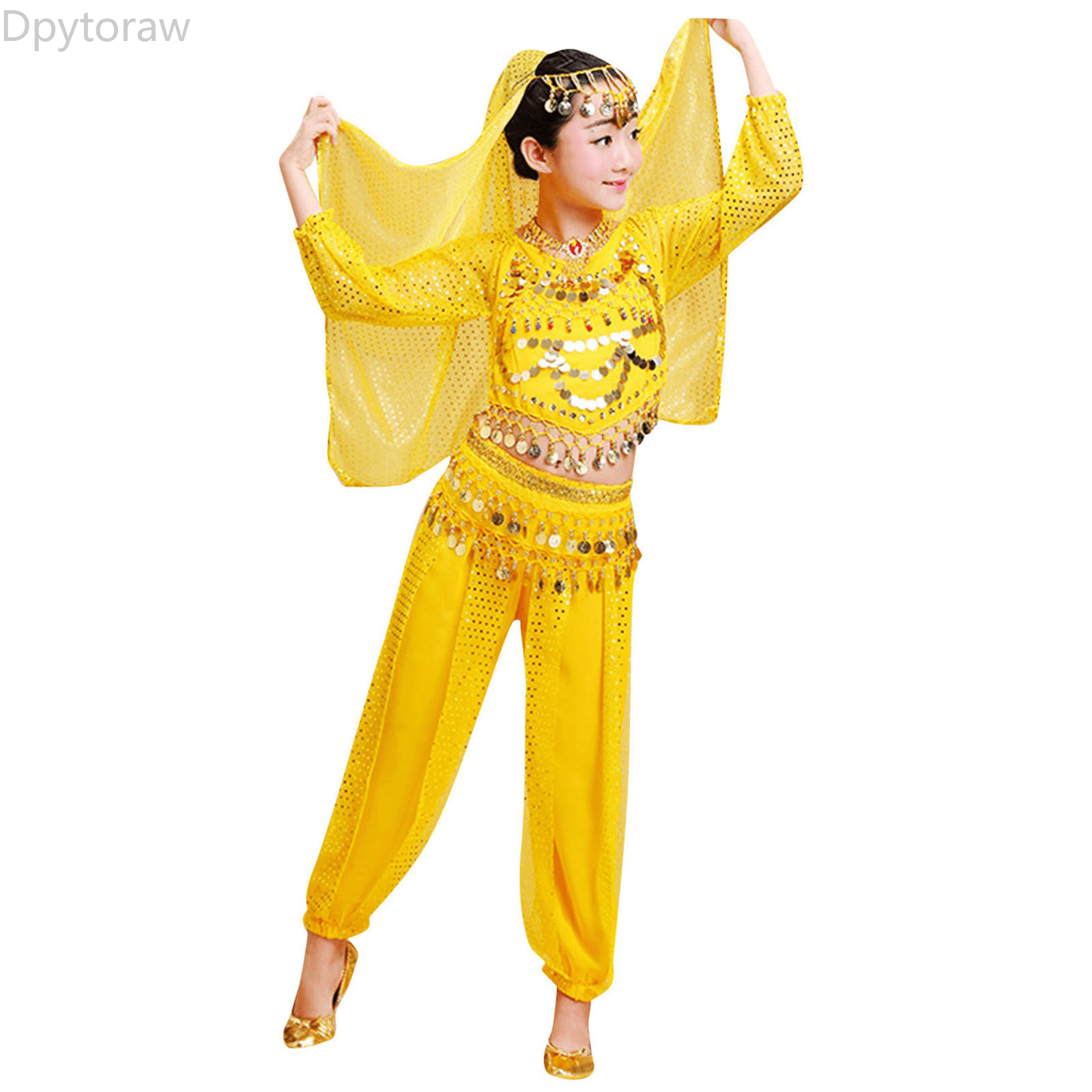 Dpytoraw Kids Girls Indian Belly Dance Girl Halloween Performance Sets ...
