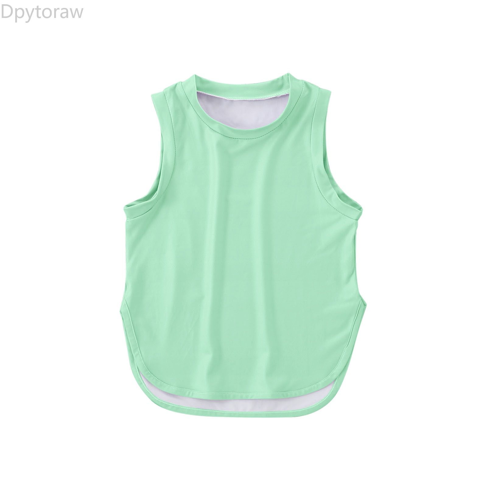 Dpytoraw Kids Girls Summer Athletic Solid Color Tank Tops Split Curved ...
